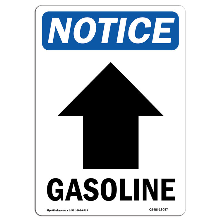 SignMission Gasoline [Up Arrow] Sign with Symbol | Wayfair